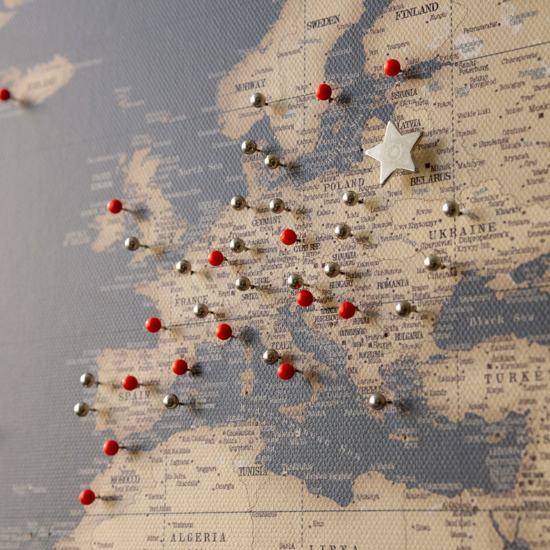 Push Pin World Map Wall Art, Large Places Visited Pin Board to Mark ...