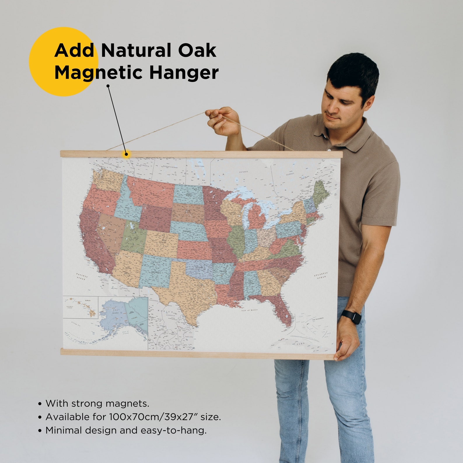 Large Map of USA With States and Cities - Detailed USA Poster Map ...