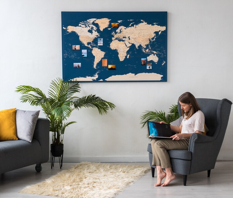 Personalized World Map With Countries and States, Detailed Travel Pin ...
