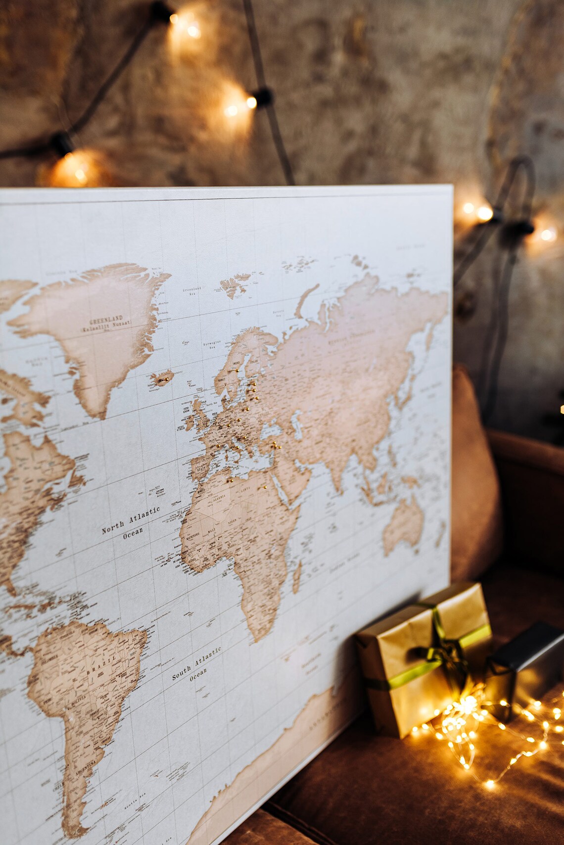 Places I've Been Map Push Pin World Map Wall Art - Etsy
