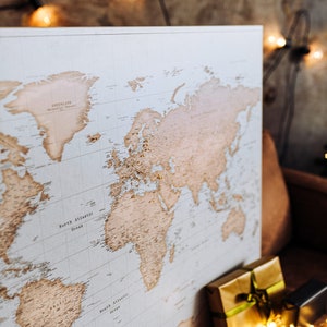 Places I've Been Map, Push Pin World Map Wall Art, Travel Canvas Pin ...