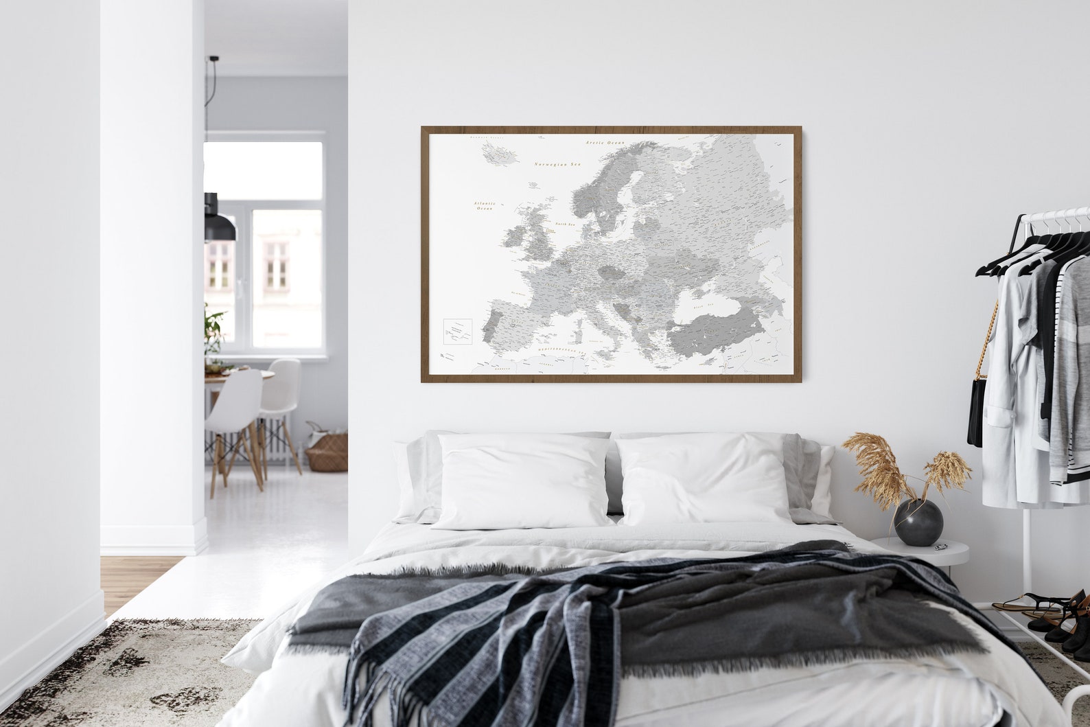 Large Grey Europe Map Canvas Print - High Detailed Accurate Europe Map ...