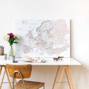 Push Pin Map of Europe With Cities, Detailed European Pin Board Canvas ...
