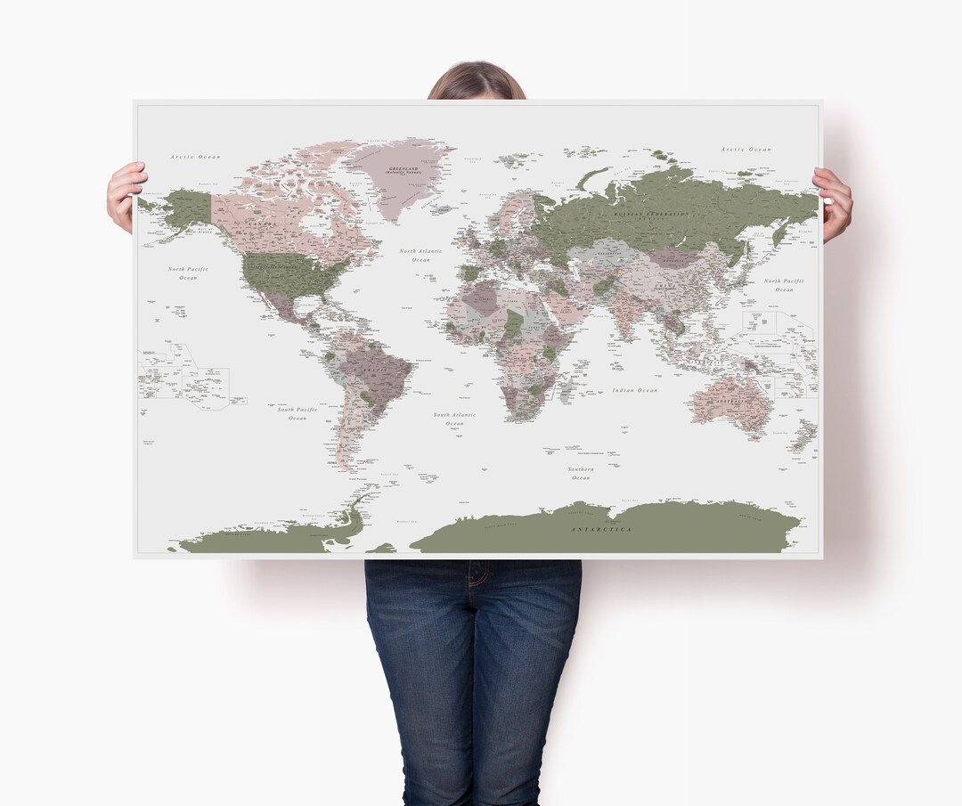 Giant World Map Poster - Detailed Accurate Globe Print - Personalised ...
