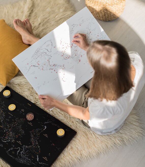Personalized Travel Map With Push Pins World Map Pin Board - Etsy