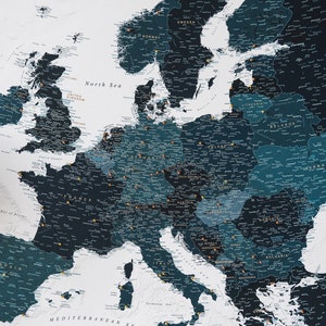 Push Pin Map of Europe, Pinnable Places I've Been Wall Art Canvas ...