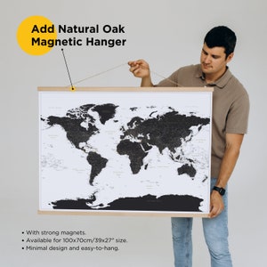 Large Black and White World Map Poster - Detailed Accurate World Atlas ...