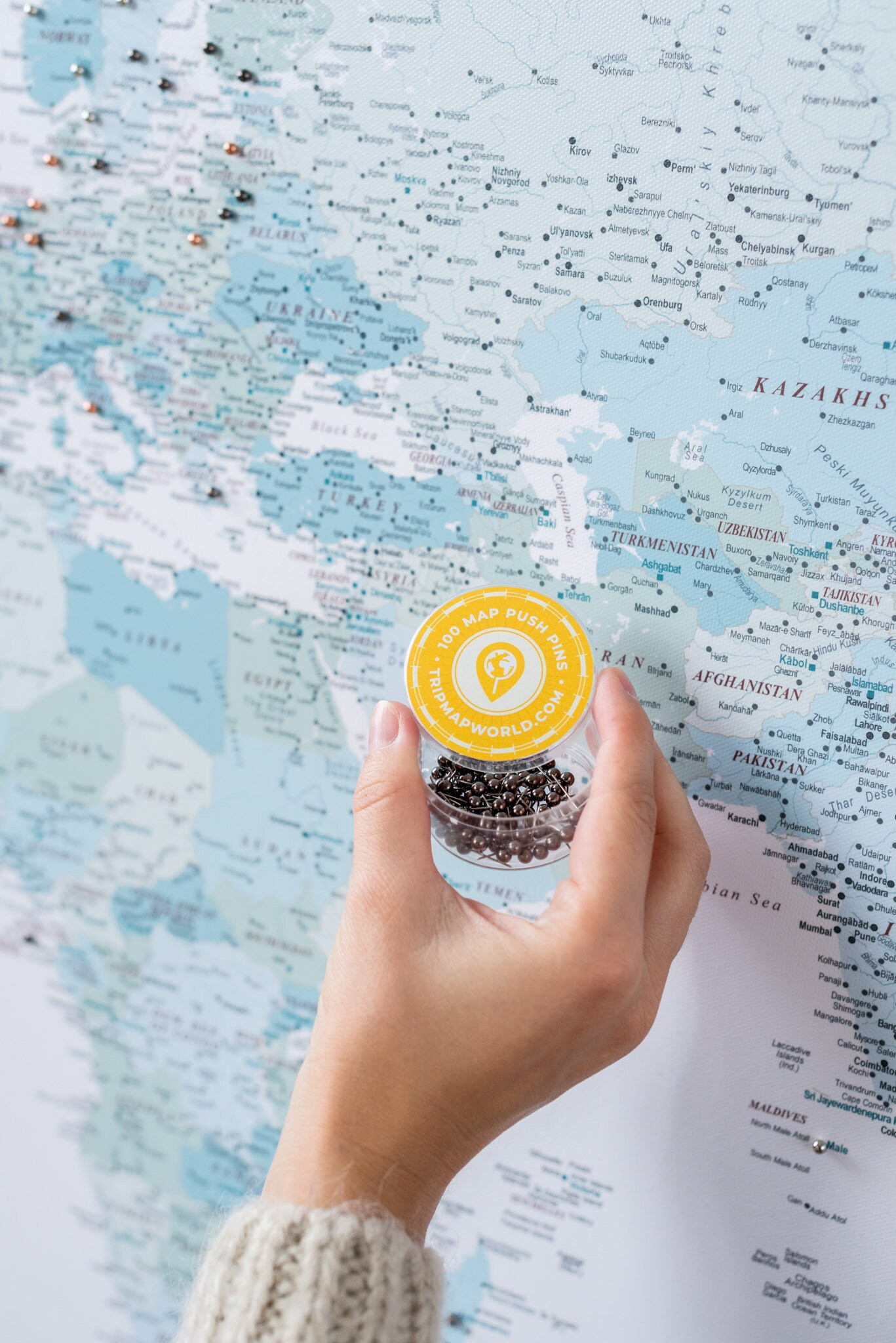 Large Push Pin World Map, Detailed Travel Map Pin Board, Mark and Show ...