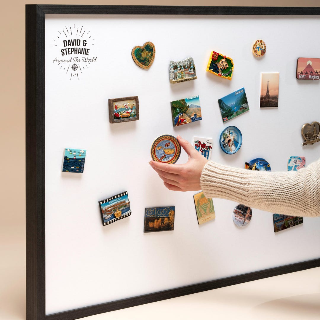 Magnetic Board for Wall to Display Travel Magnets, Personalized ...