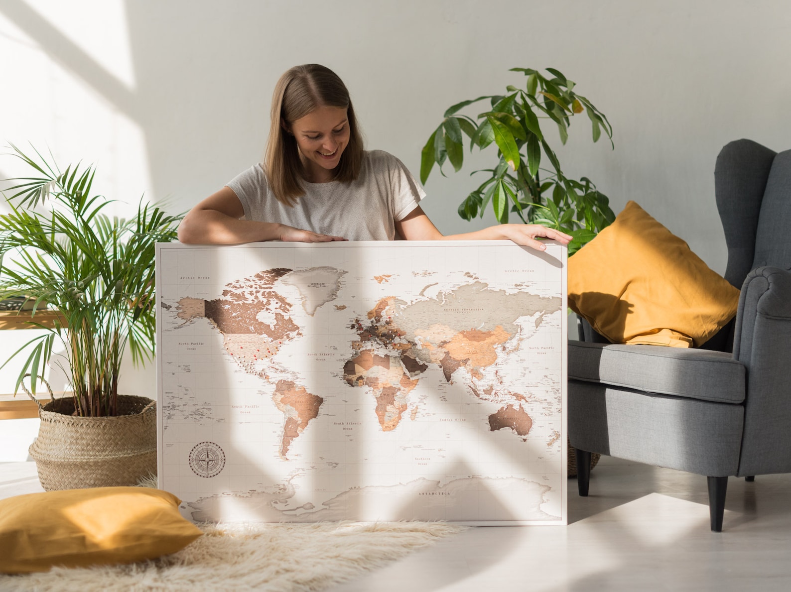 Push Pin Europe & World Map Set - Places Visited Pin Board to Mark ...