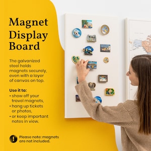 Magnet Board or Pin Board for Wall, Magnet Collection Board for Travel ...
