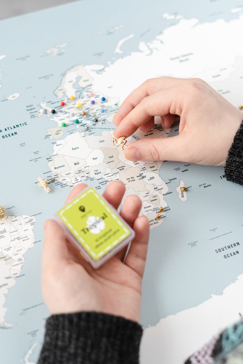 Gold Tropical Map Push Pins - Puntine con punta in acciaio inossidabile ...