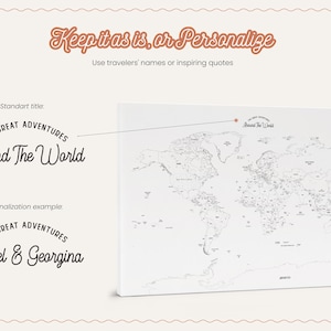 Paintable World Map Push Pin, Coloring Places I've Been Travel Canvas ...