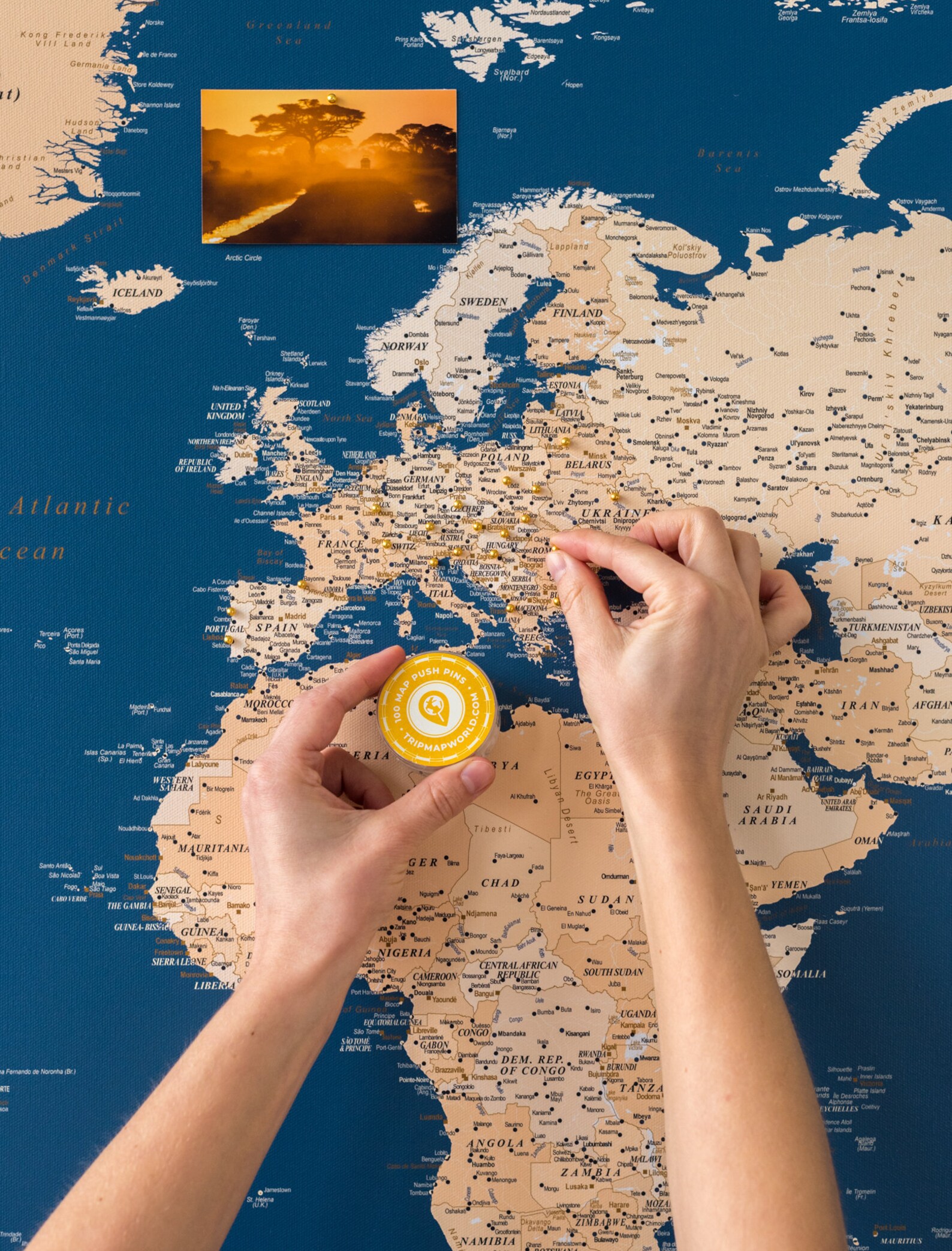 Personalized World Map With Countries and States, Detailed Travel Pin ...