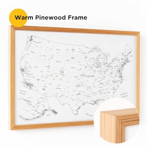 Small Push Pin US Travel Map With Pins, USA States and National Parks ...