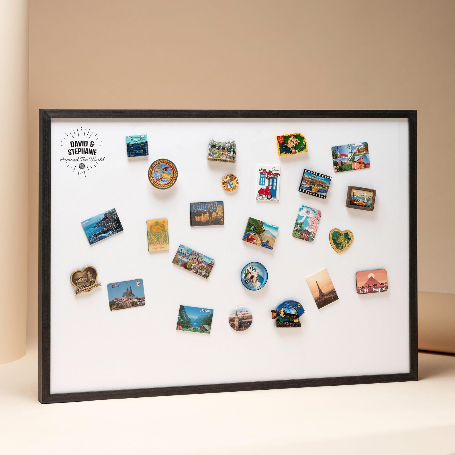 Magnetic Board for Wall to Display Travel Magnets, Personalized ...