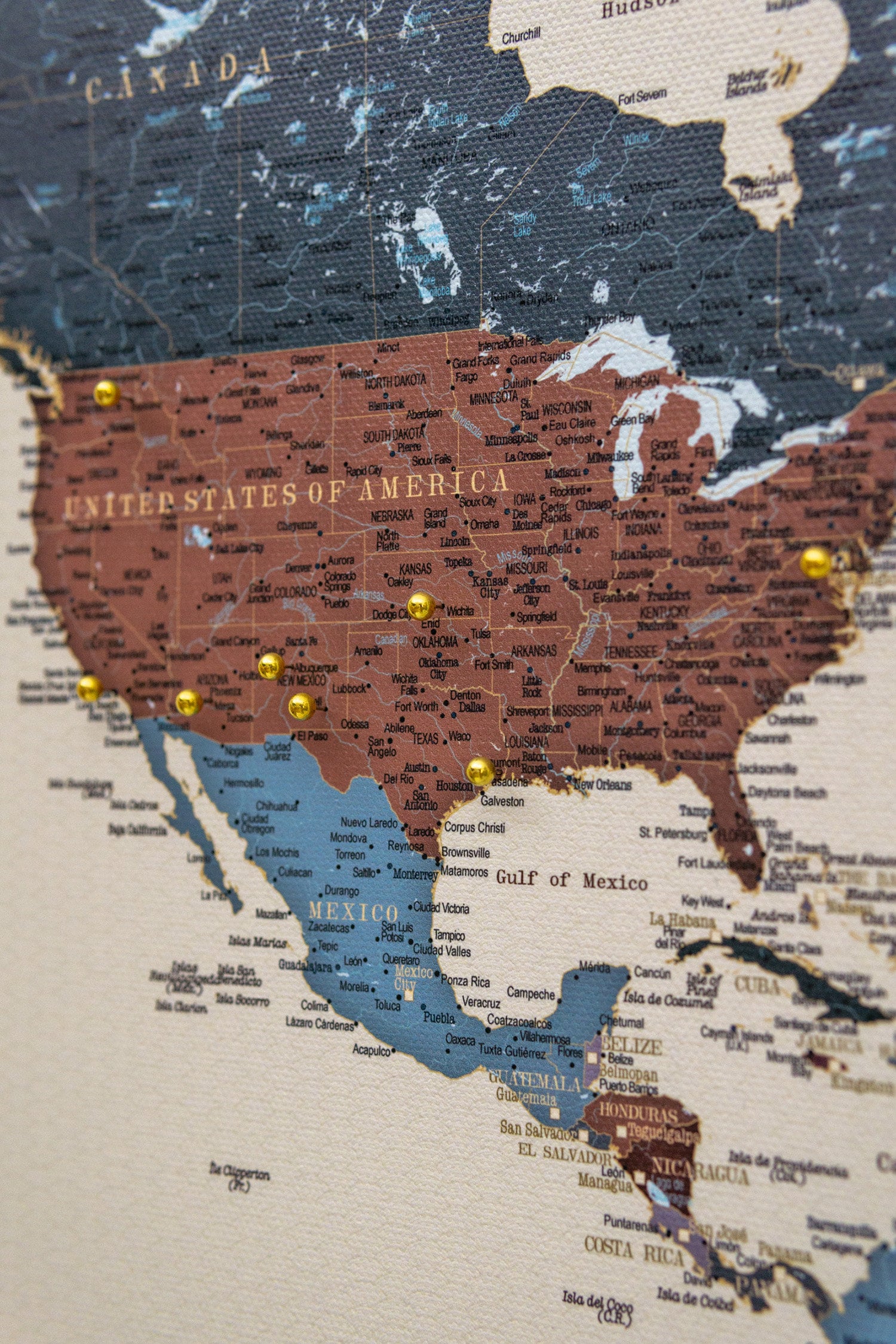 Extra Large Push Pin World Map, Detailed Pinboard to Mark Places ...