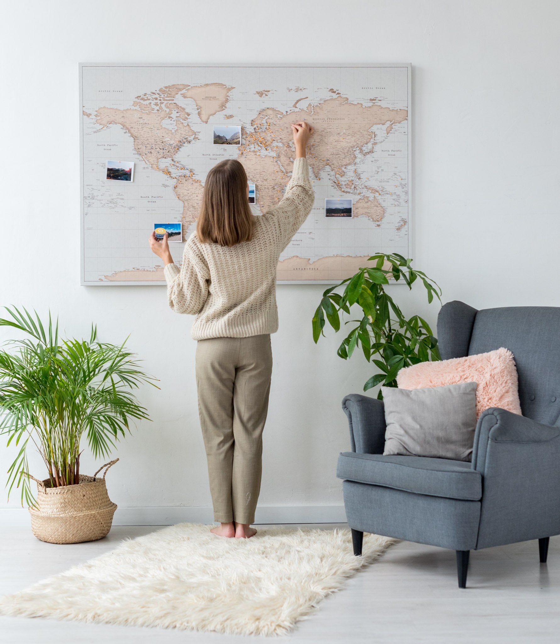 Large World Map Push Pin Travel Map Pin Board Travel | Etsy