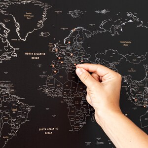 Mini World Map Push Pin Canvas, Framed Travel Tracker Pin Board to Mark ...