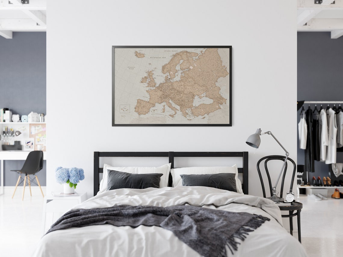 European Vintage Poster Large Europe Map Canvas Wall Art - Etsy