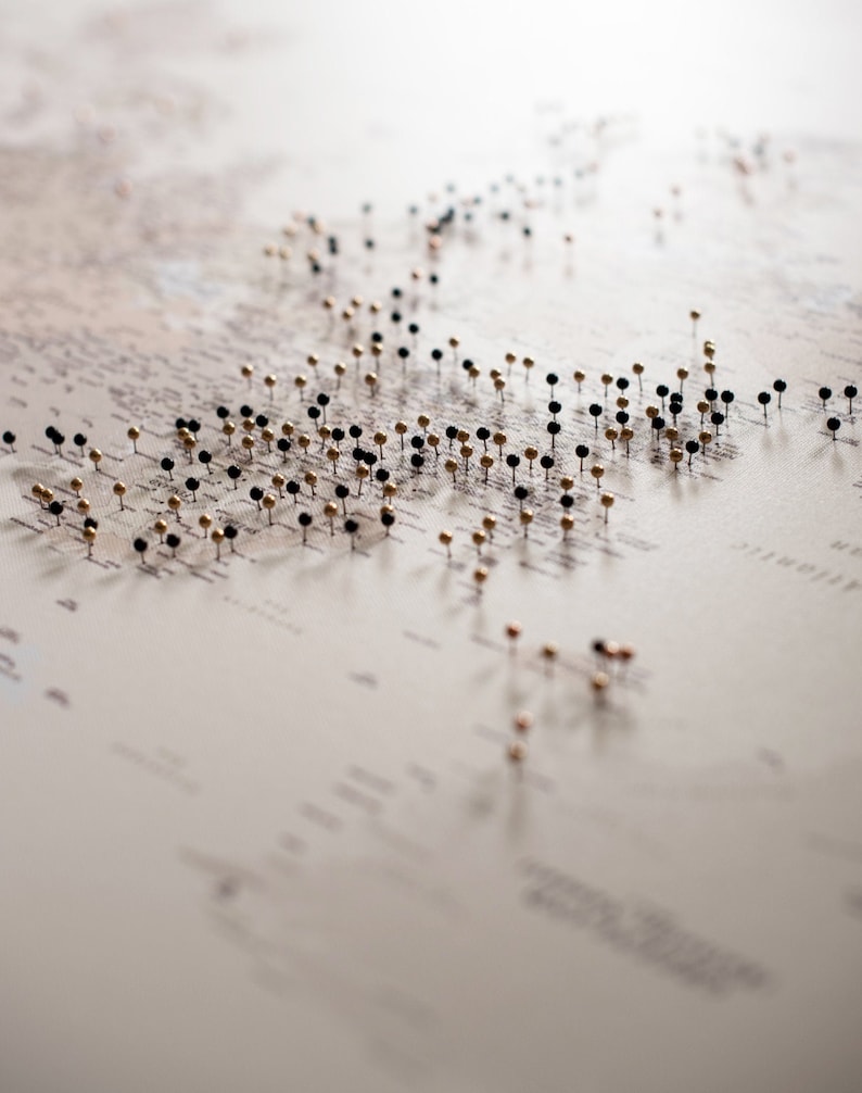 Push Pin World Map Detailed, Personalized Travel Map Pin Board Canvas ...