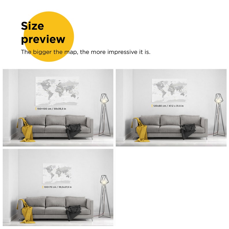 Detailed High Quality World Map Poster Minimalist Map Print | Etsy