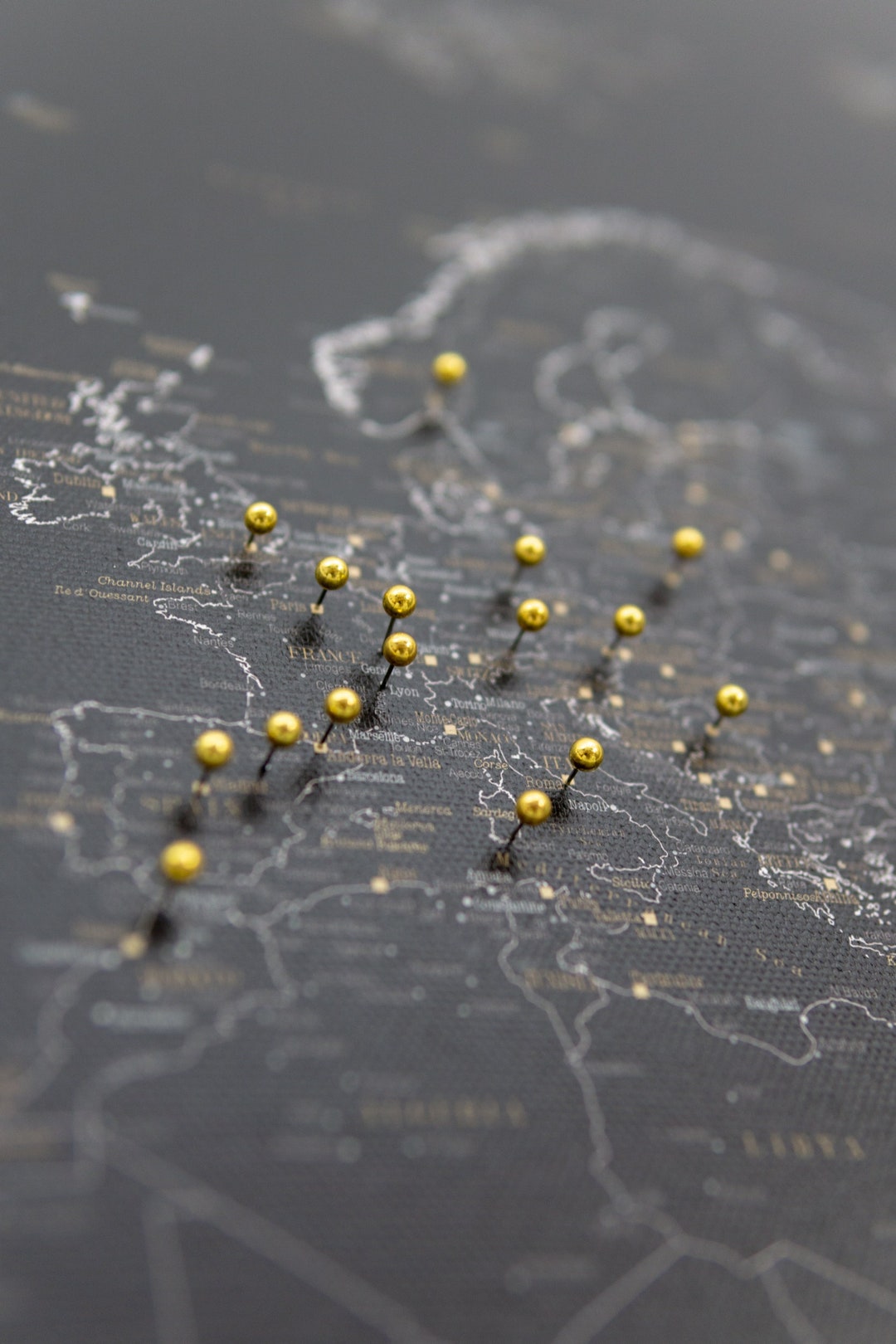 Push Pin World Map Detailed, Travel Pin Board Canvas to Mark Places You ...