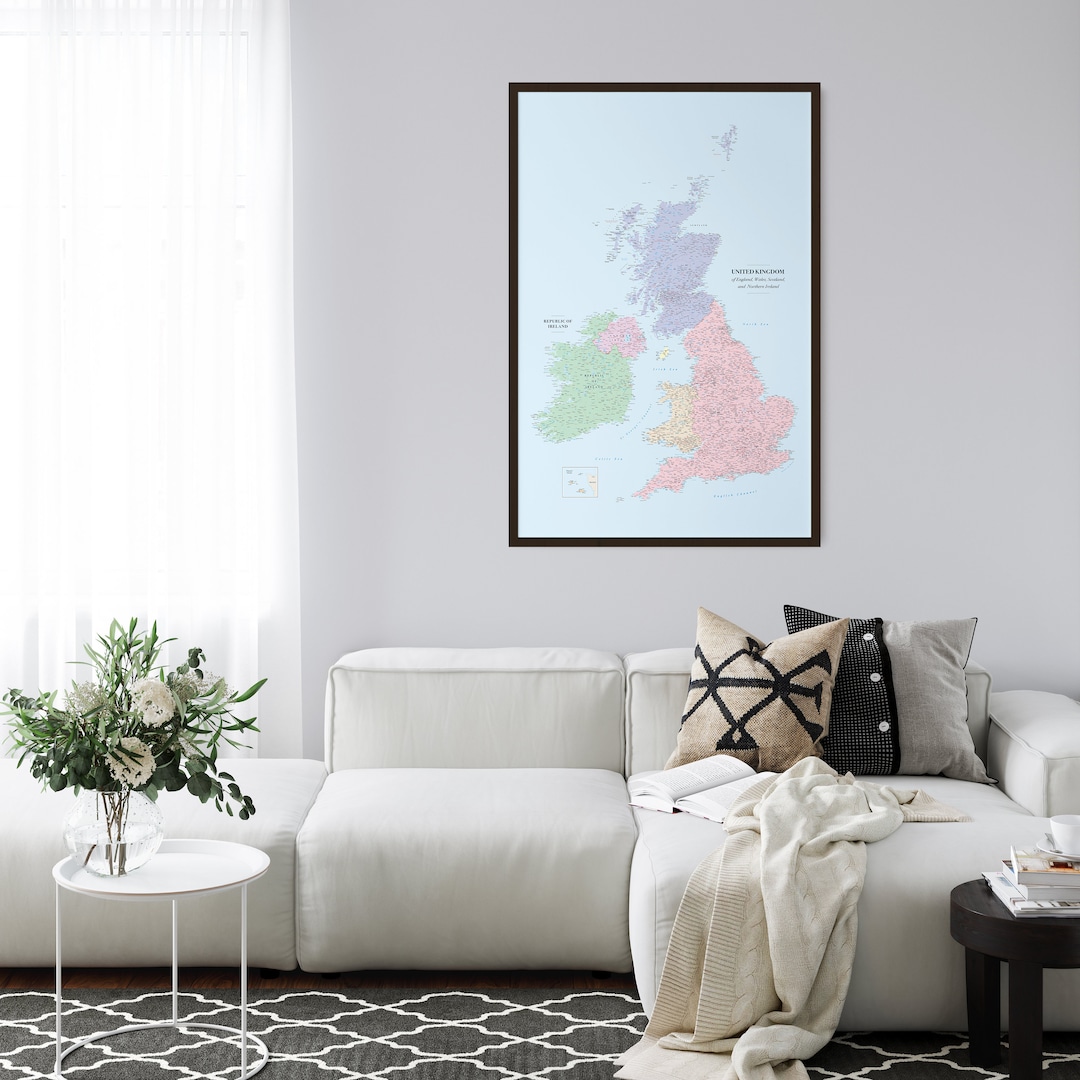 Political UK and Ireland Map Poster Personalized Detailed Travel Map ...