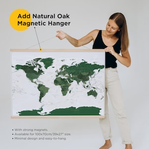 Forest Green World Map Poster - Accurate Giant Wall Map Print ...