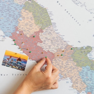 Map of Italy With Pins to Mark Places Visited, Detailed Push Pin Travel ...