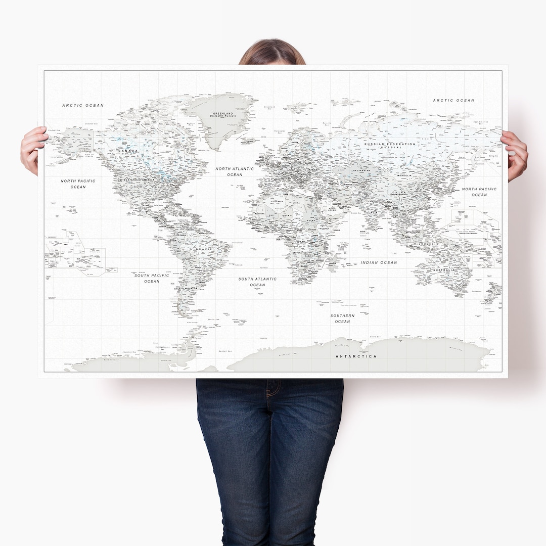 Big World Map Poster, Accurate Detailed Traveler Map Wall Art, Unique ...