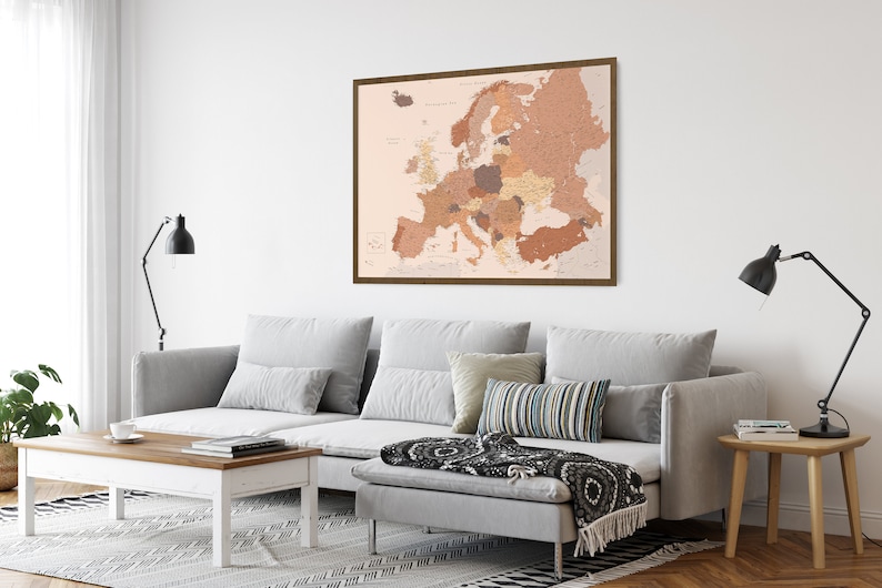 Detailed Europe Trip Map Political Map Poster of Europe | Etsy