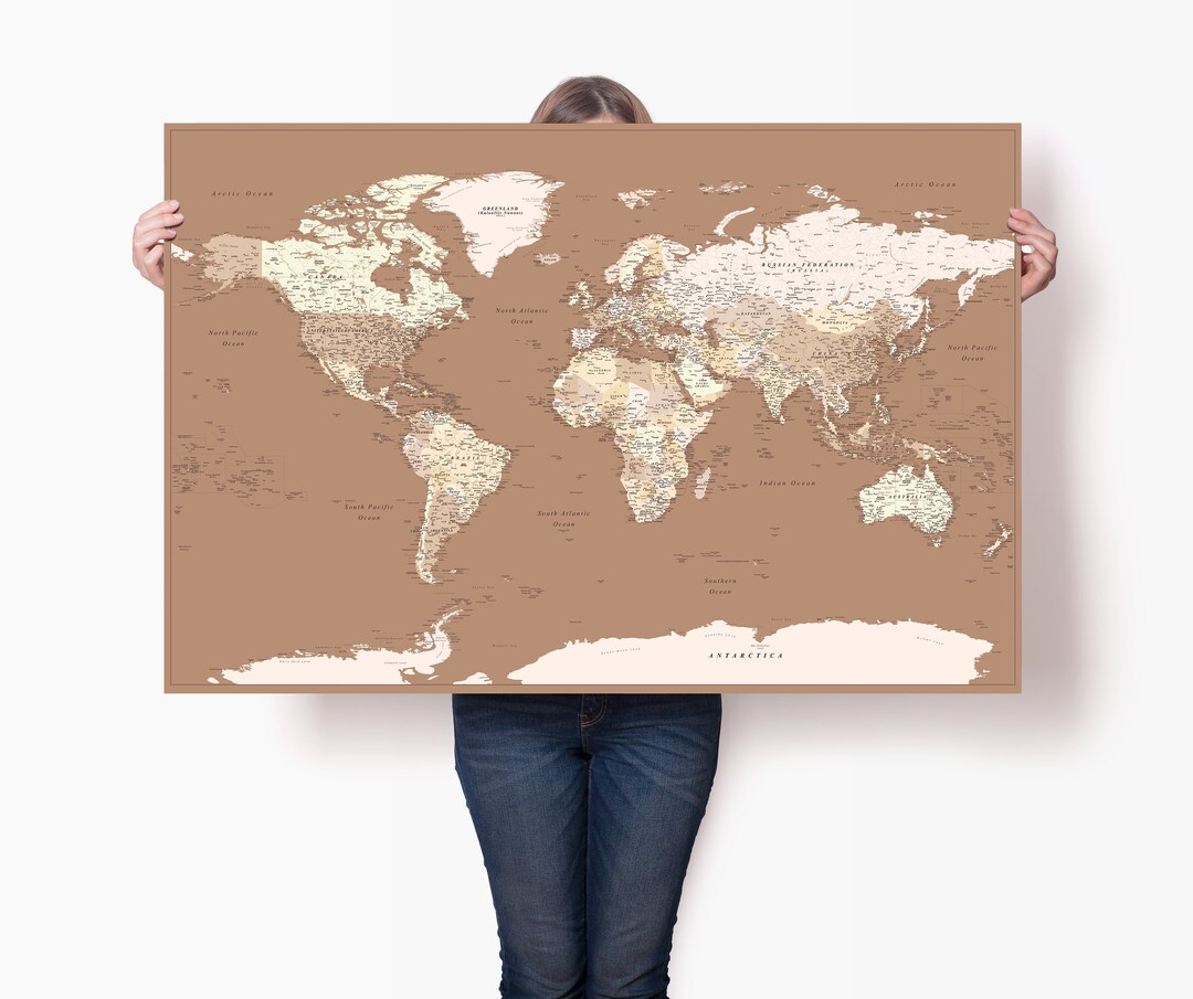 Personalized Couples World Map Poster - Map and Pins for Travelers ...