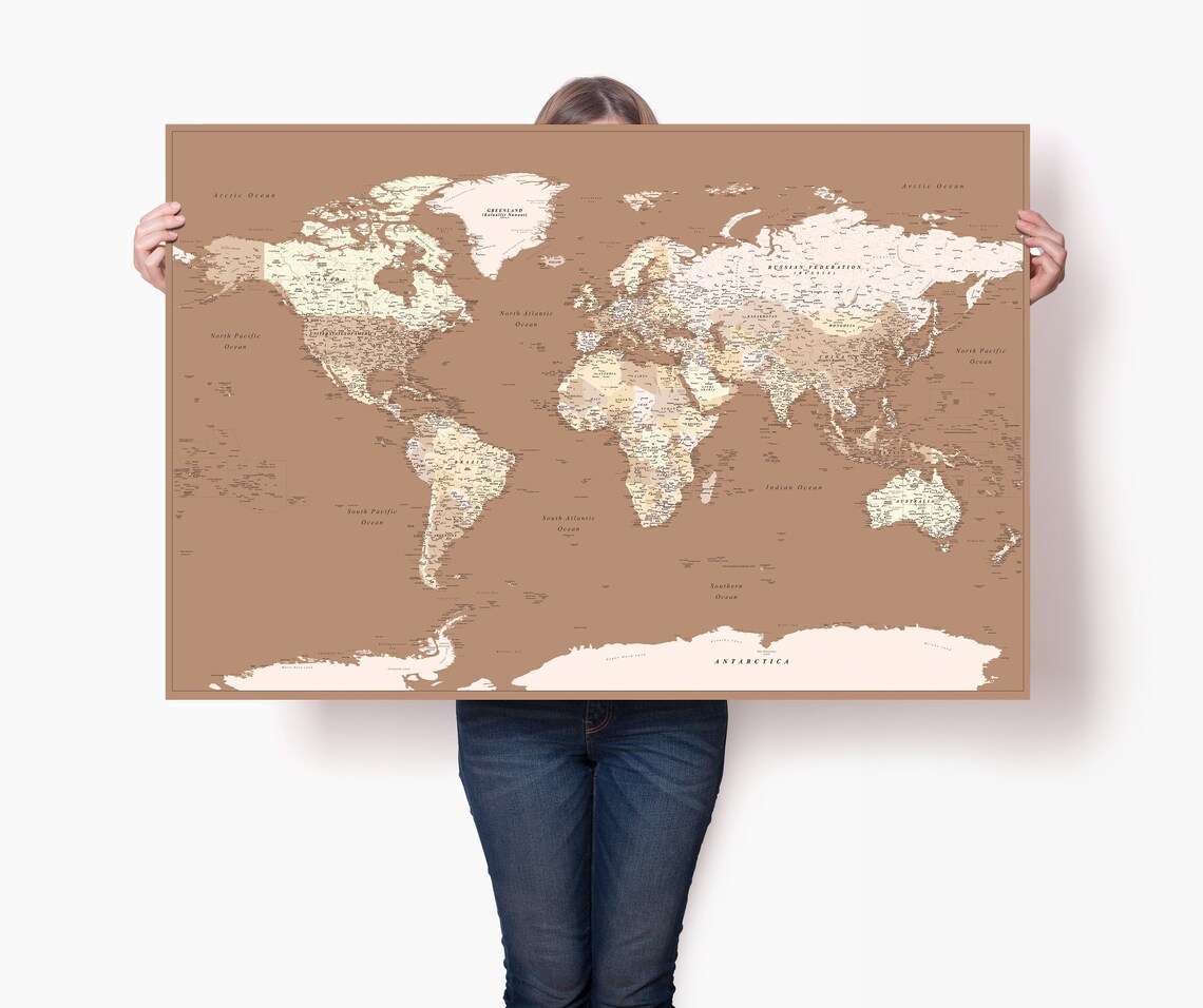 Personalized Couples World Map Poster Map and Pins for - Etsy