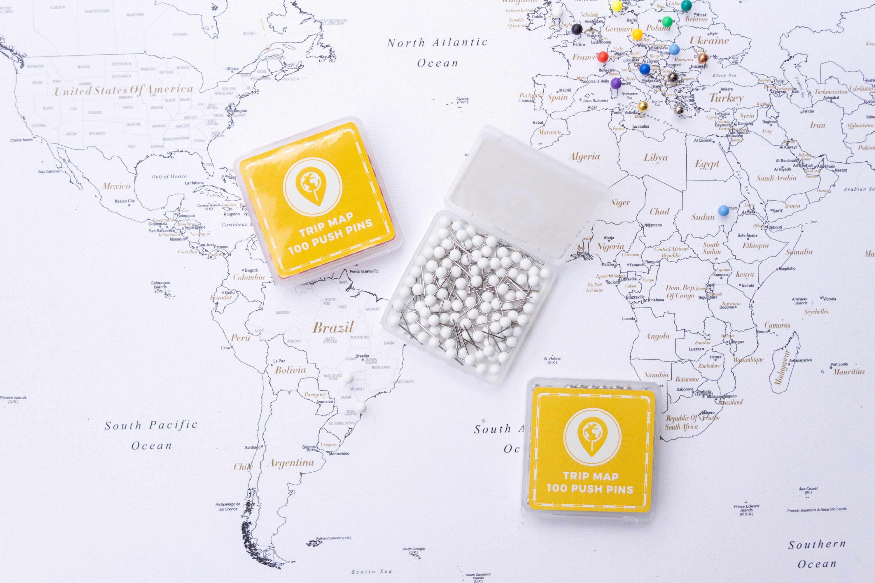 Map Push Pins White Round Head Tacks With Stainless Point - Etsy