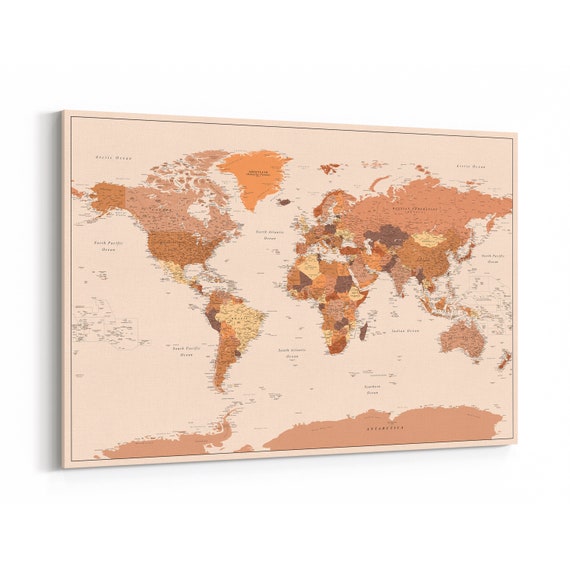 Personalized Push Pin World Travel Map High Detailed Travel | Etsy