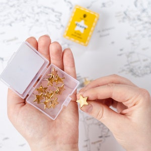 Gold Stars Map Push Pins - Tacks With Stainless Point - Marking Pins ...