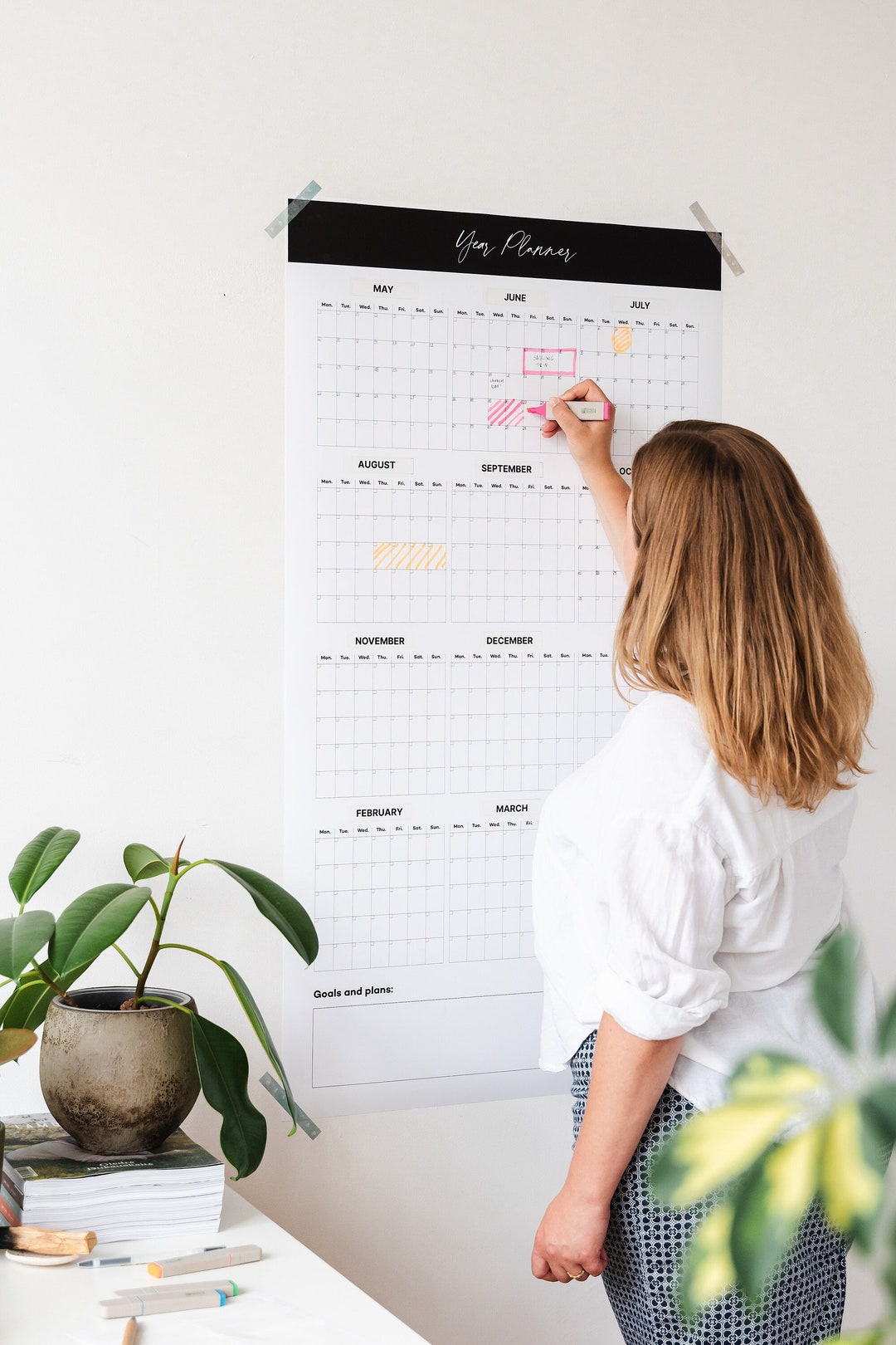 Undated Wall Calendar, Blank Year-to-view Monthly Yearly Planner, Large ...