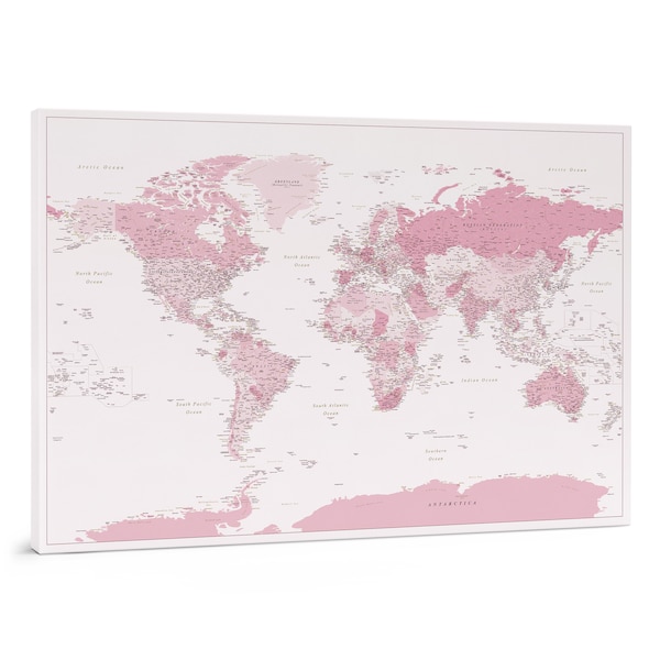 Pink World Map - Etsy