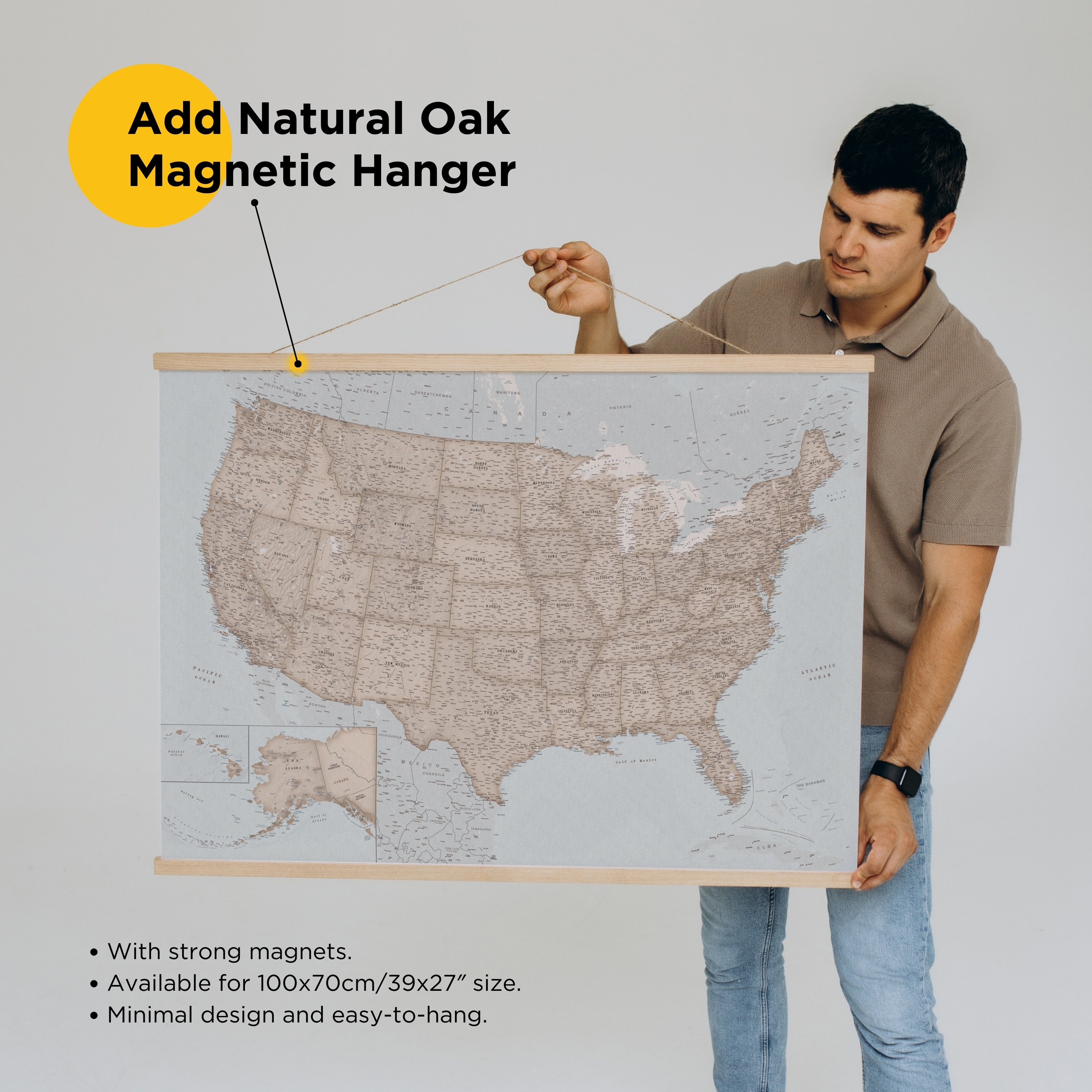 Vintage USA Map Poster - Large Map of USA With States and Cities ...