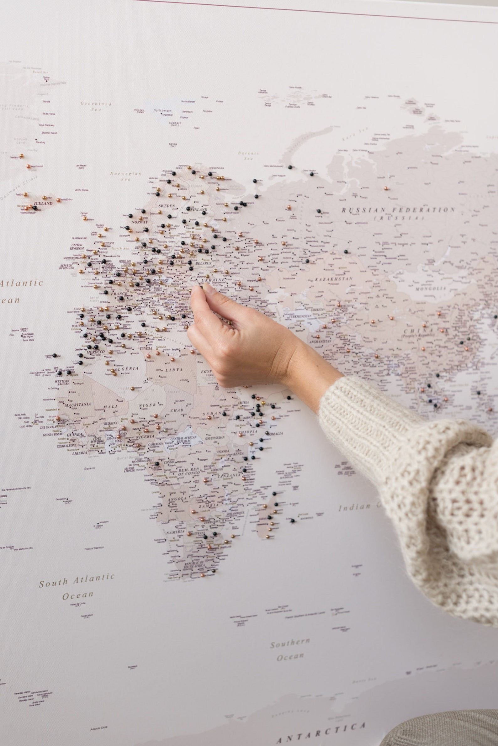 Push Pin World Map Detailed Personalized Travel Map Pin - Etsy