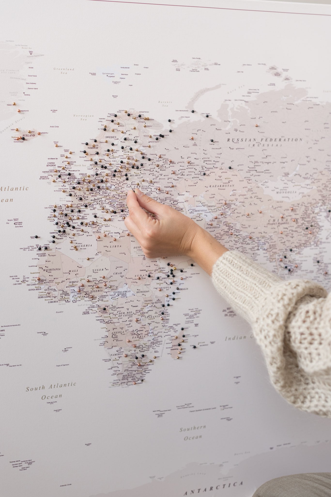 Push Pin World Map Detailed Personalized Travel Map Pin - Etsy UK