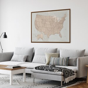 Vintage USA Map Poster - Large Map of USA With States and Cities ...
