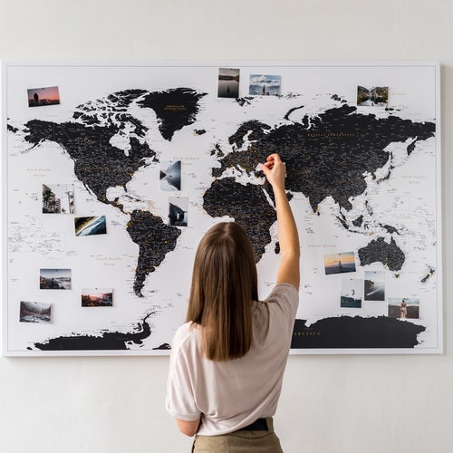 Places You've Been World Map Large Detailed Push Pin - Etsy