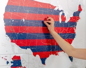USA Flag Colored Push Pin Map Detailed Travel Pin Board With - Etsy
