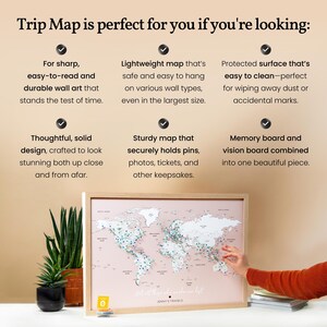Small Framed Word Map With Pins, Push Pin Travel Map to Show Where You ...