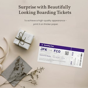 Plane Ticket Template for Gift, Print at Home DIY Boarding Pass ...