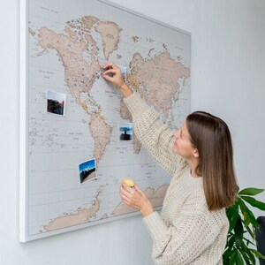 Large World Map Push Pin - Travel Map Pin Board - Travel Destination ...