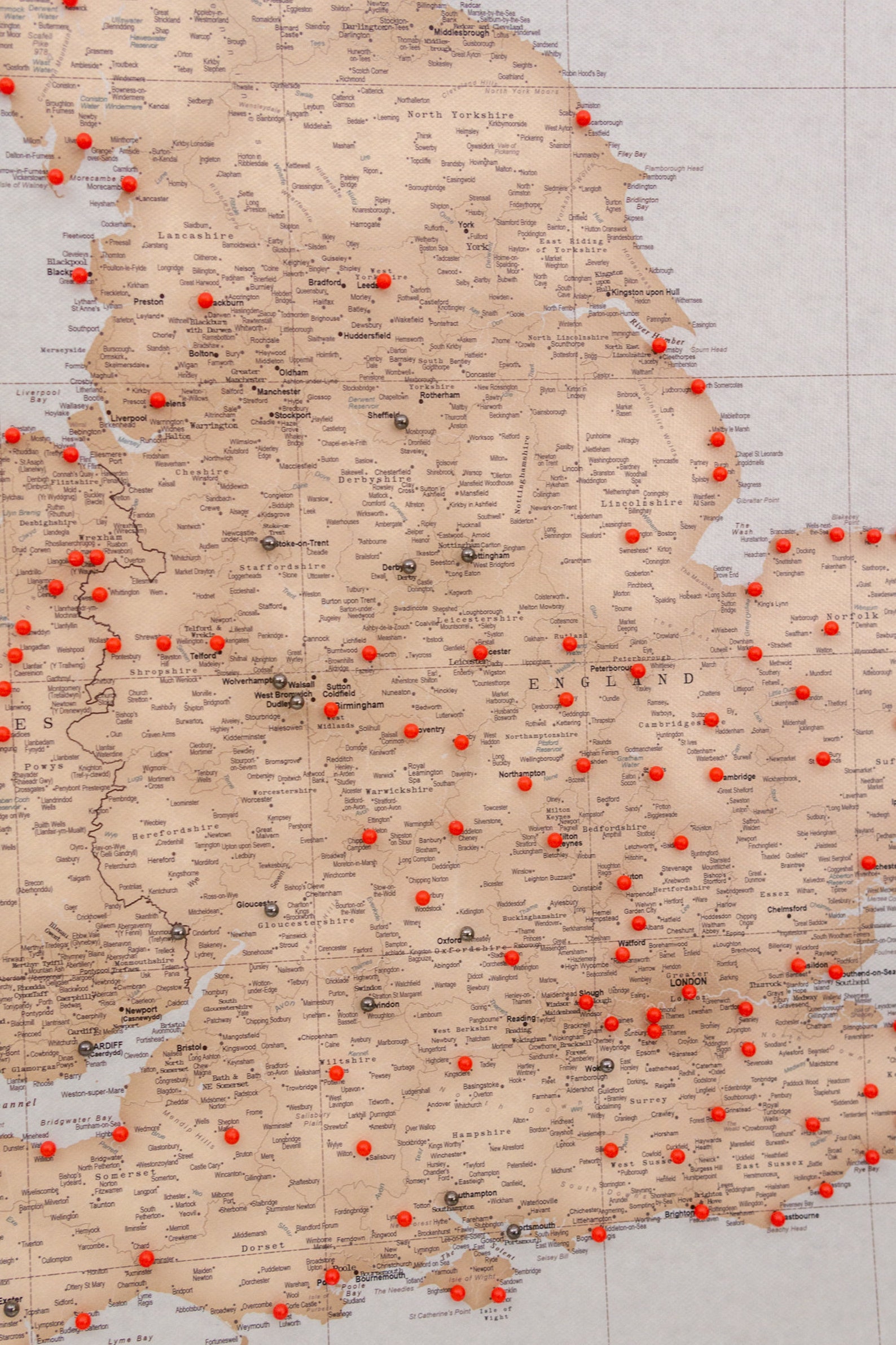Detailed UK & Ireland Push Pin Map - Large Personalized Travel Pin ...