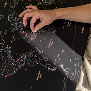 Mini World Map Push Pin Canvas, Framed Travel Tracker Pin Board to Mark ...